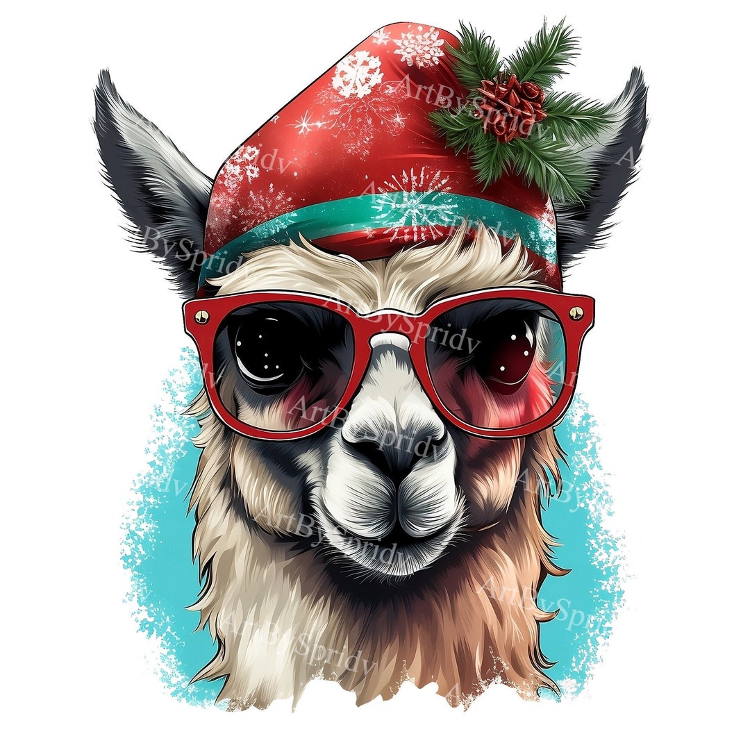Santa Llama Clipart PNG, Cute Christmas Llama With Santa Hat, Festive ...