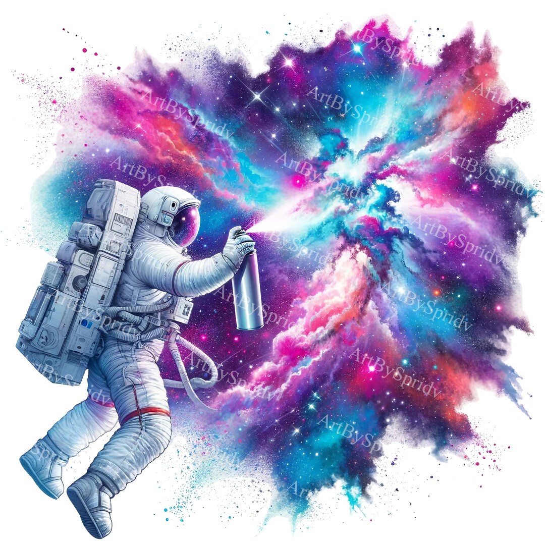 Astronaut Space Nebula Artwork | Cosmic Spray Paint Creation | Stellar ...