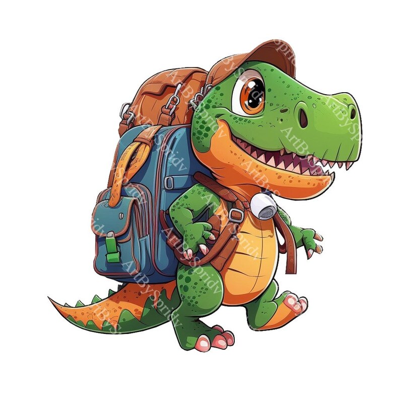 Transparent PNG Cartoon Style T-rex Dinosaur Kids Print on - Etsy