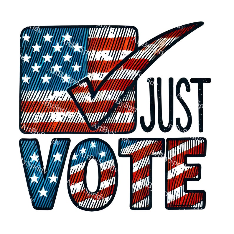 American Flag Just Vote Patriotic Checkmark Design PNG Clipart ...
