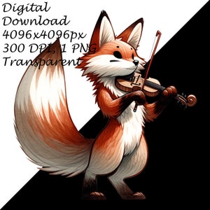 Fox Violinist Clipart - Charming Woodland Creature Illustration for ...