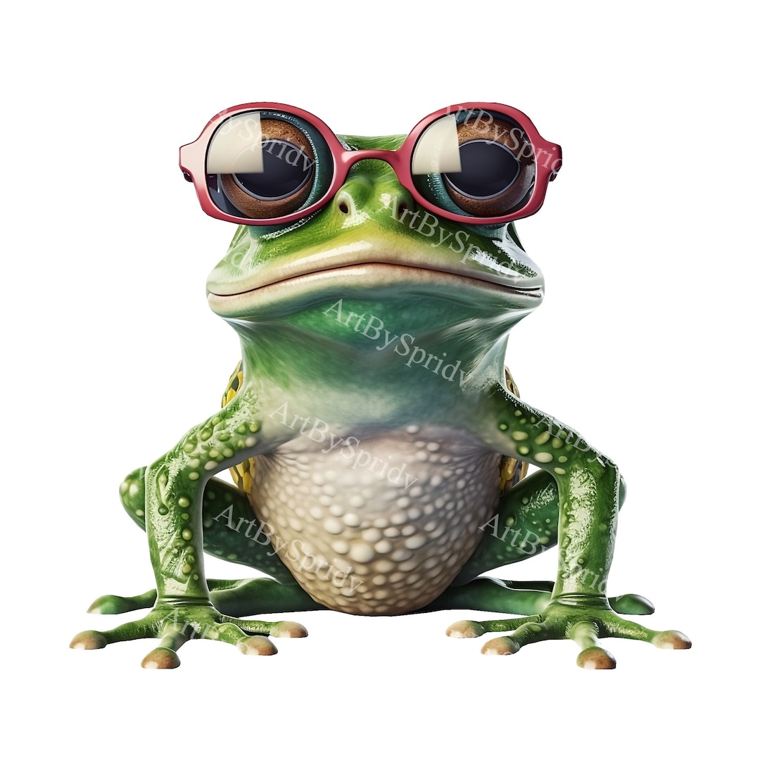 Funny Frog With Cool Sunglasses PNG Clipart, Quirky Frog Illustration ...