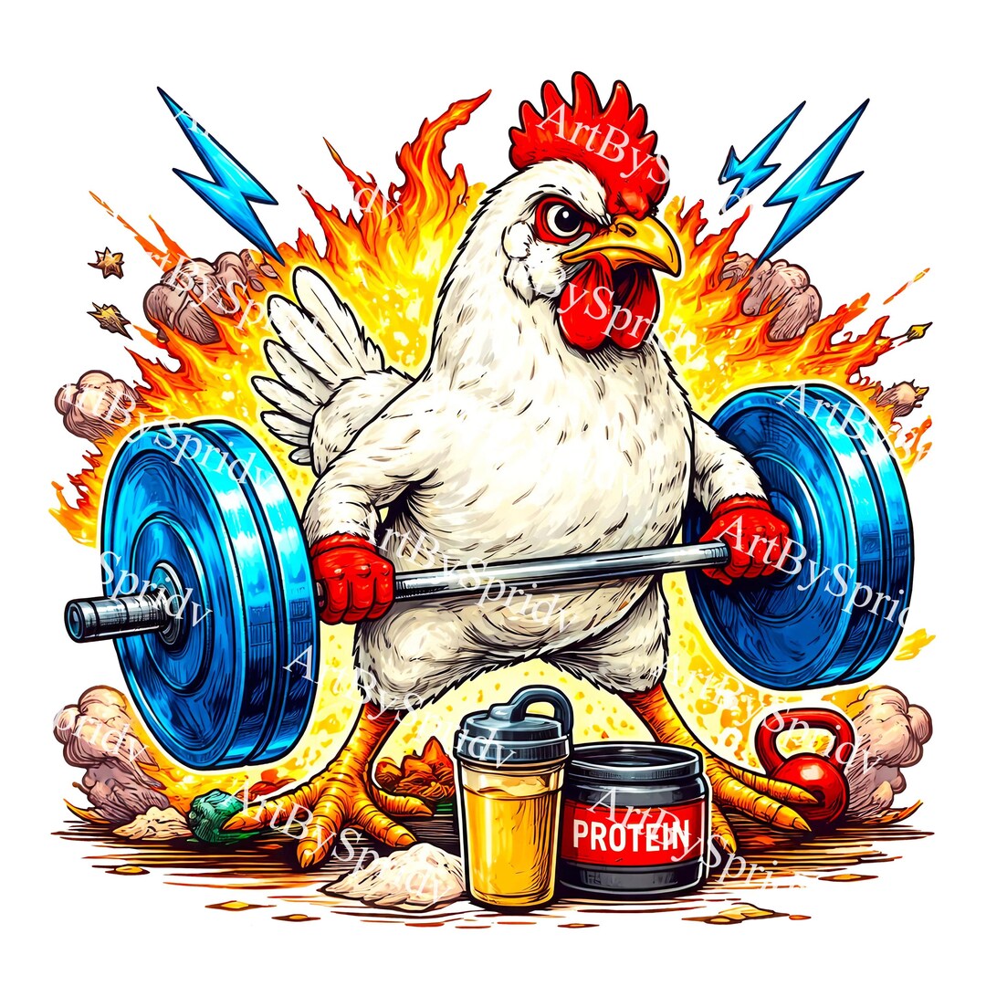 Explosive Weightlifting Chicken PNG, Gym Rooster Barbell Clipart With ...