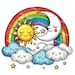 Whimsical Sun & Moon With Rainbow, Clouds PNG Clipart, Cute Weather ...
