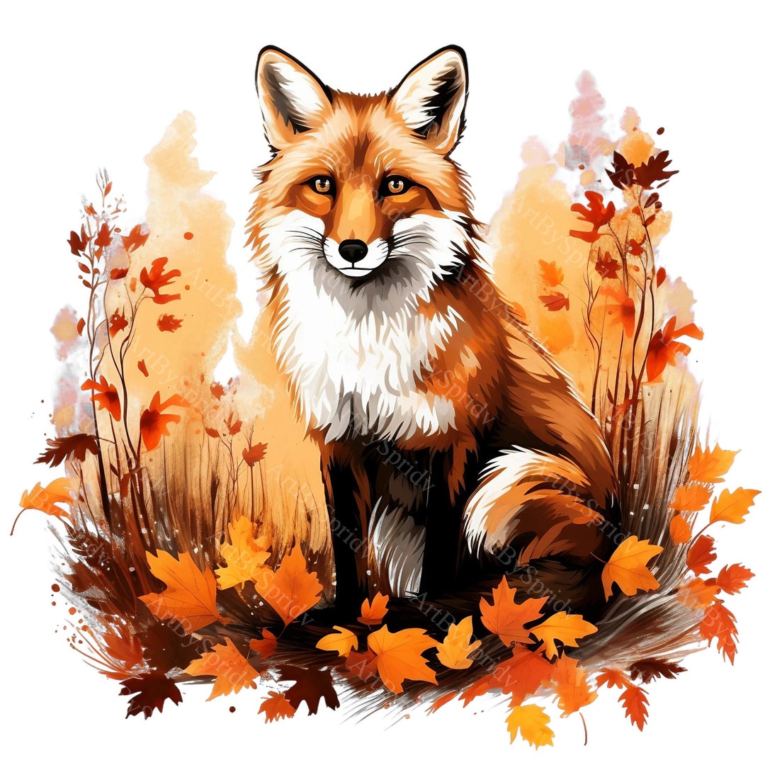 Autumn Fox Clipart Set Watercolor Forest Animal PNG, Digital Download ...