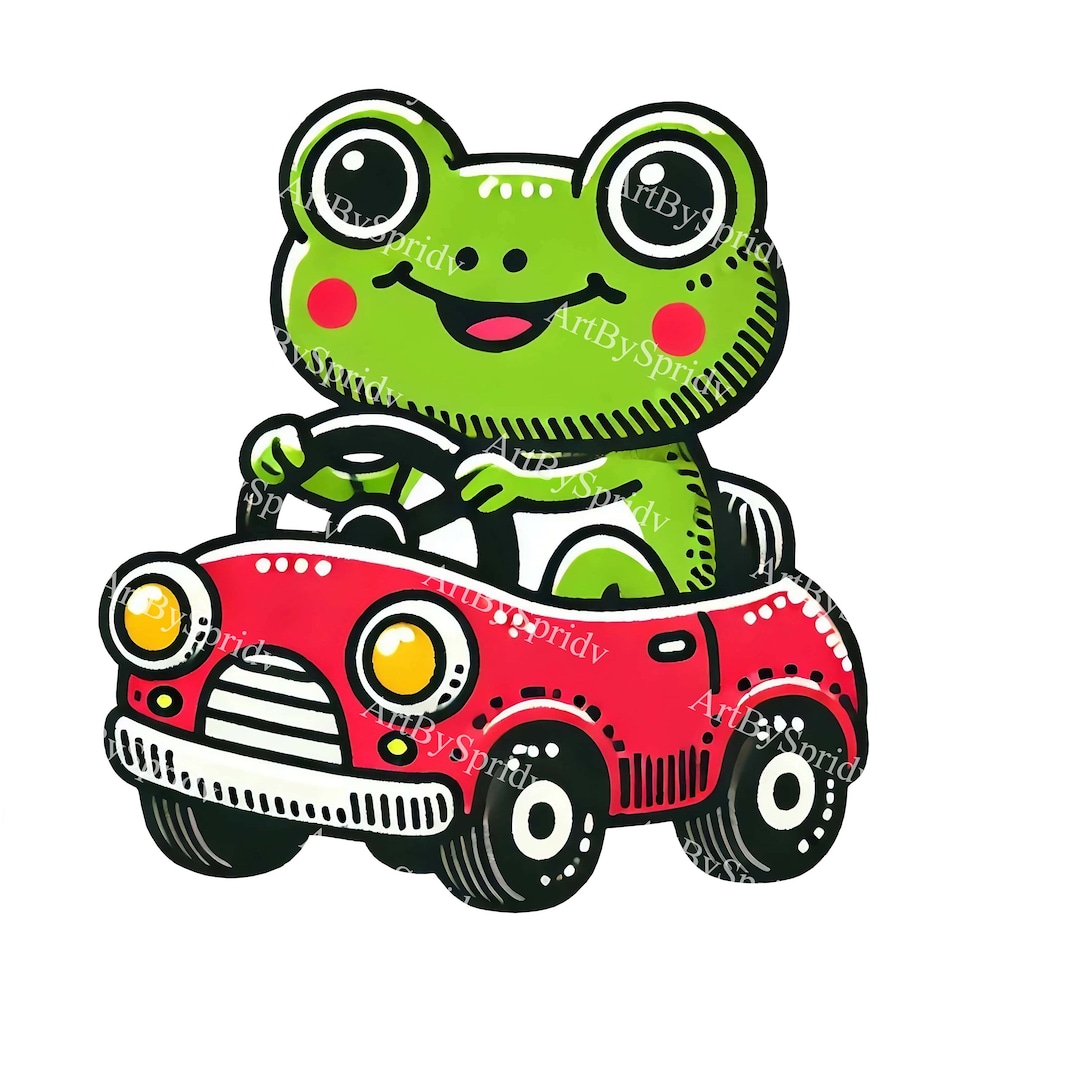 Frog Driving Red Car PNG Clipart, Cute Children's Room Decor, Fun ...