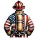 American Flag Firefighter Back View Clipart - Patriotic Fireman Digital ...