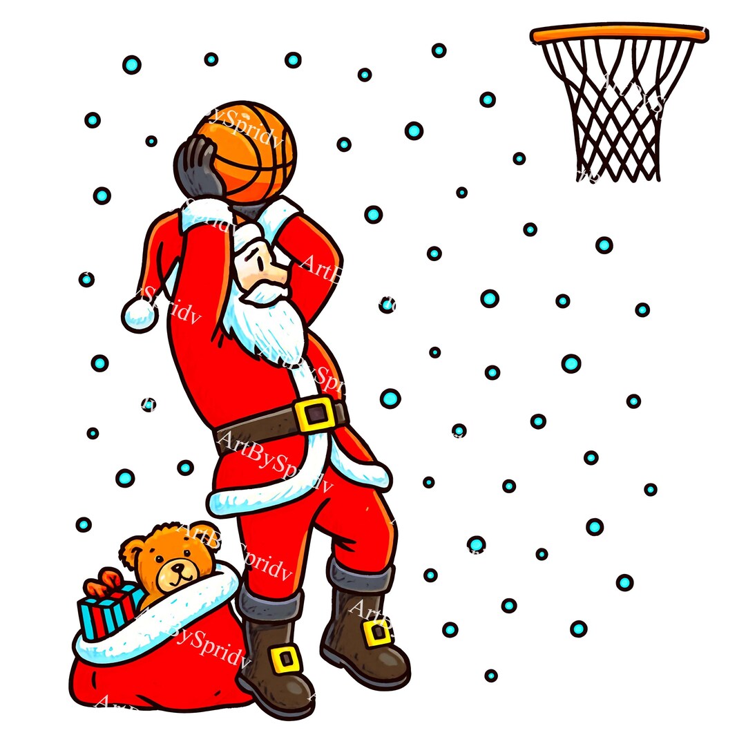 Santa Basketball Dunk PNG, Christmas Sports Clipart Funny Santa ...