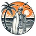 Tropical Skeleton Surfer PNG Clipart, Vintage Skull Surfing ...