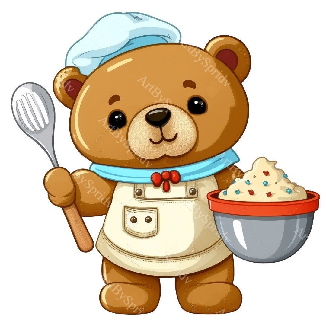 Chef Bear Clipart Cute Baking Bear Illustration,transparent Kitchen ...