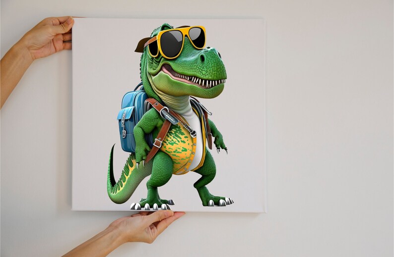 Transparent PNG Cartoon Style T-rex Dinosaur Kids Print on - Etsy