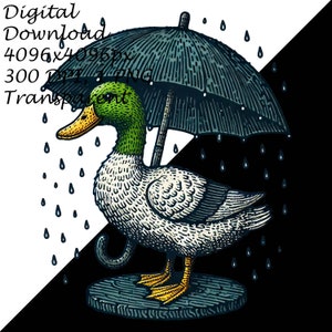 Whimsical Duck With Umbrella PNG Clipart, Rainy Day Duck Illustration ...