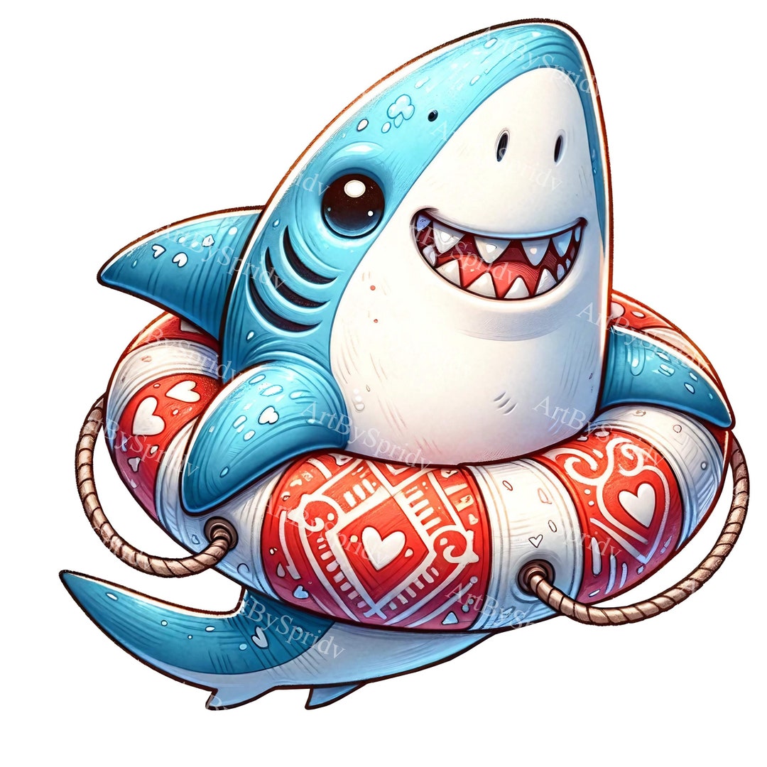 Cute Shark Clipart PNG, Adorable Nautical Sublimation Design, Printable ...