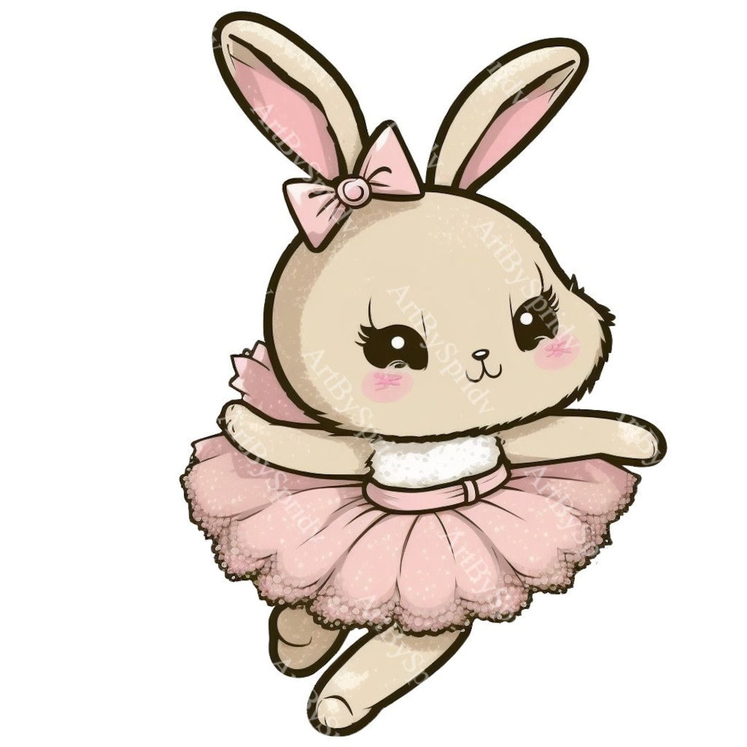 Ballet Bunny Clipart PNG | Cute Dancing Rabbit Illustration | Pink Tutu ...