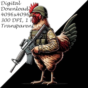 Military Chicken Warrior Digital PNG Clipart-rooster Soldier ...