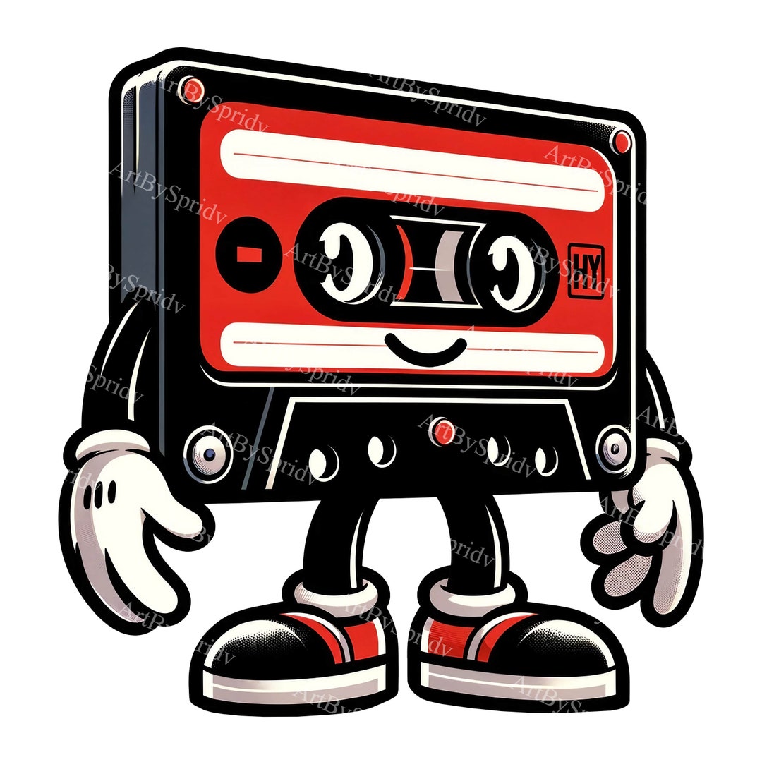 Retro Dancing Cassette Tape Clipart - 80s Nostalgia Digital PNG ...