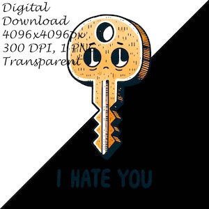 Quirky Sad Key Clipart, Funny Emotional Cartoon Key Illustration ...