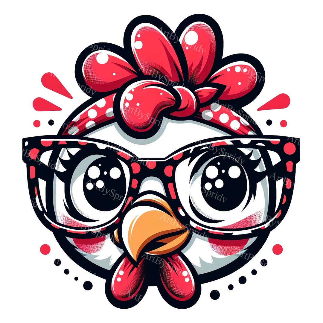 Cute Cartoon Chicken Head With Sunglasses PNG Clipart for T-shirts ...