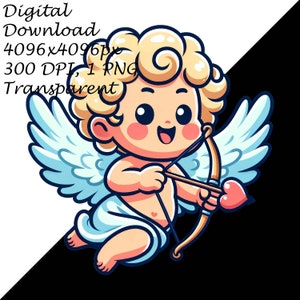 Cute Cupid Clipart Transparent PNG | Kawaii Valentine’s Day Angel Art ...