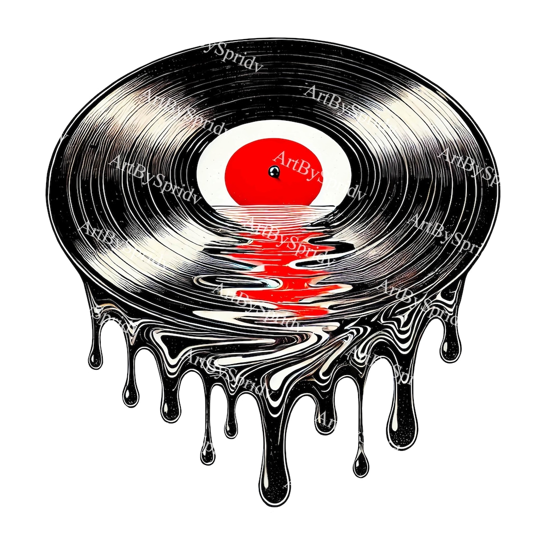 Unique Melting Vinyl Record Sunset Illustration PNG Clipart, Dripping ...