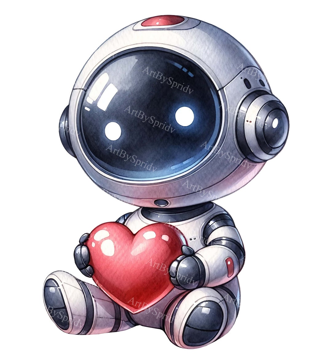 Cute Cartoon Robot With Heart PNG - Valentine's Day Clipart for ...