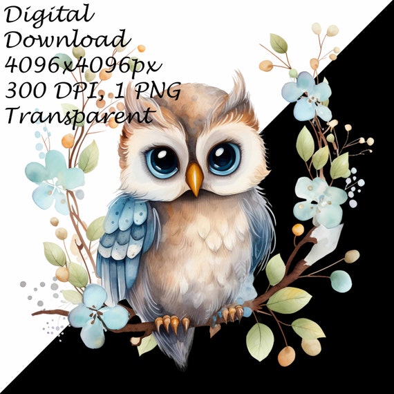 Owl On Branch Clip Art Clipart Best Winter Card With Cute Owl | Stock