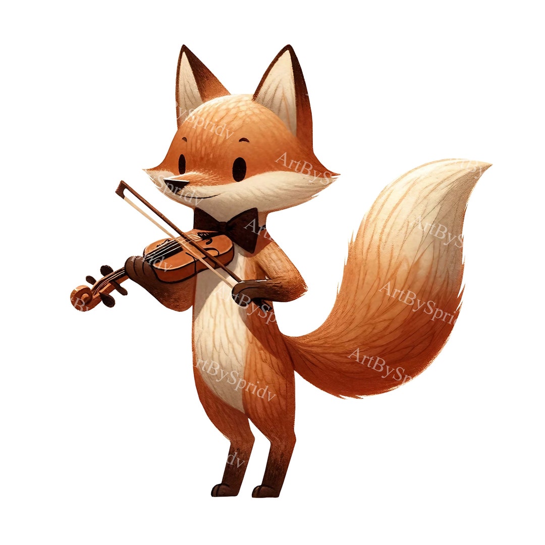 Fox Violinist Clipart - Charming Woodland Creature Illustration for ...
