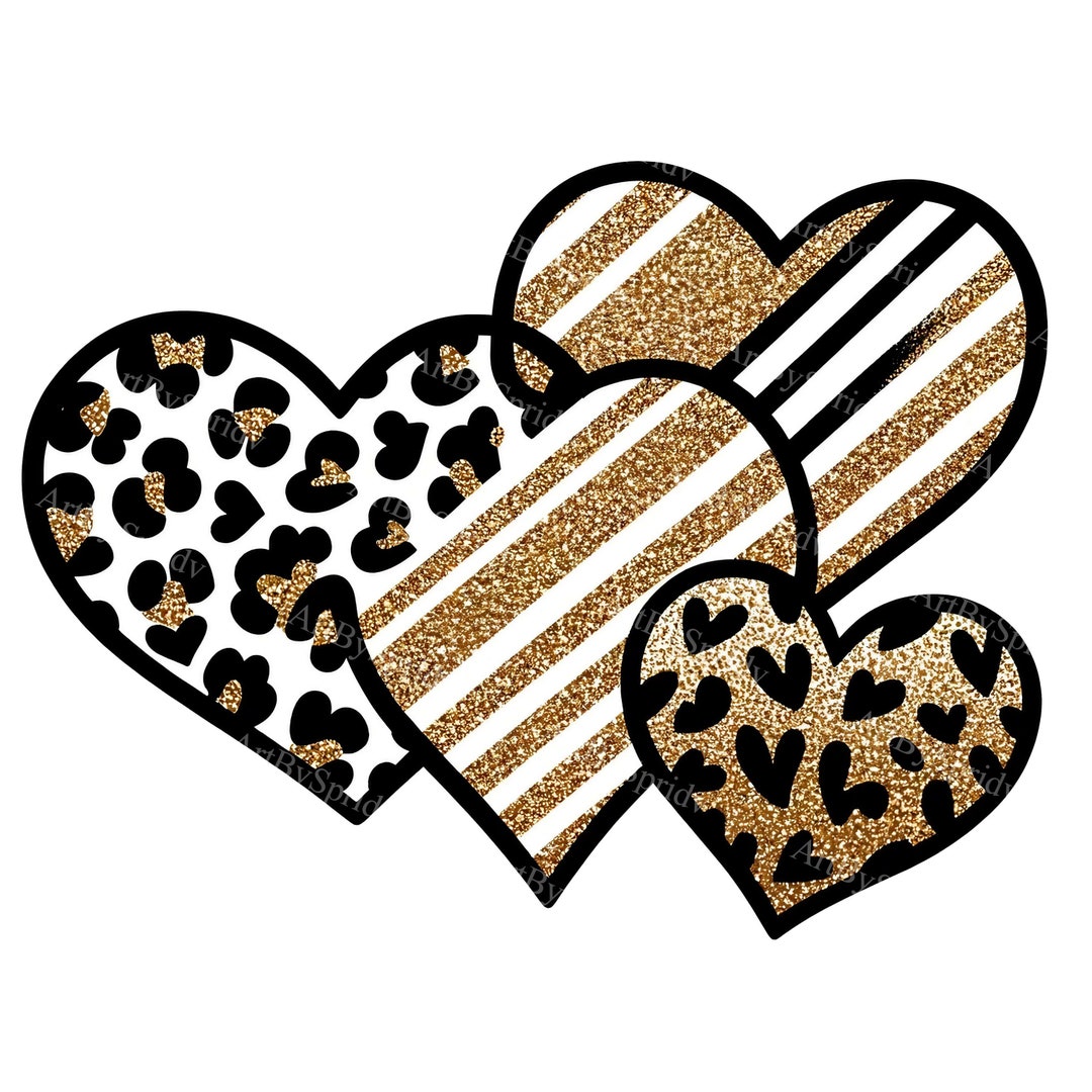 Valentine's Day Leopard Print Hearts Clipart - Digital PNG for DTG T ...