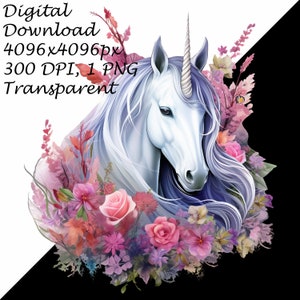 Magical Unicorn Clipart Set|enchanted Forest Unicorn With Floral ...