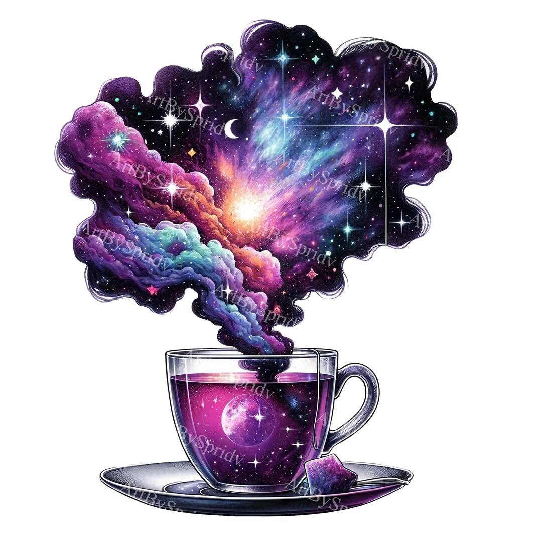 Cosmic Tea Cup Clipart - Galaxy in a Mug Sublimation PNG for Creative ...