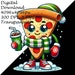 Christmas Pizza Clipart - Cartoon Character PNG for DTG, T-shirt, Mug ...