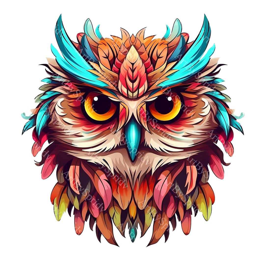 Colorful Owl Clipart PNG | Vibrant Feathered Owl With Enchanting Eyes ...