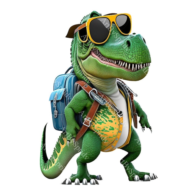 Transparent PNG Cartoon Style T-rex Dinosaur Kids Print on - Etsy