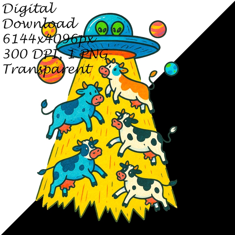 UFO Cow Abduction Png Clipart - Alien Spaceship Beaming up Cows ...