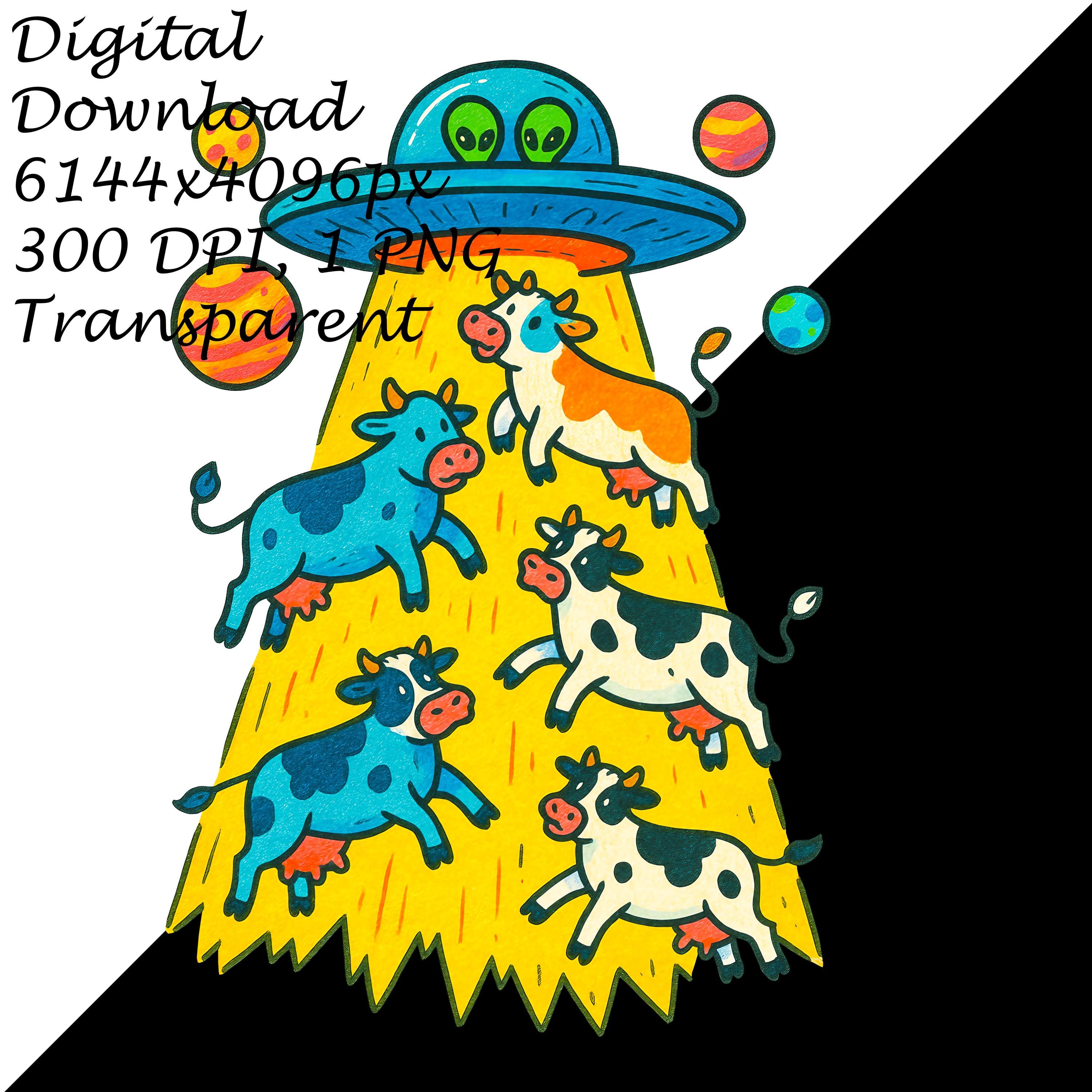 UFO Cow Abduction Png Clipart - Alien Spaceship Beaming up Cows ...