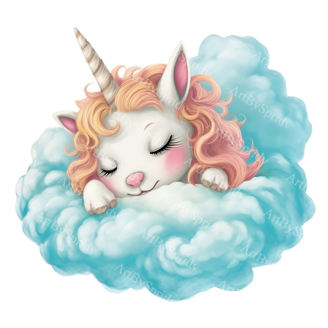 Sleeping Unicorn on Cloud Download PNG Clipart-cute Baby Unicorn ...