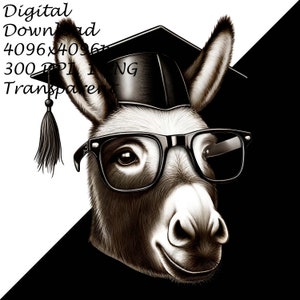 Scholarly Donkey Clipart - Graduation Cap and Glasses PNG, Academic ...