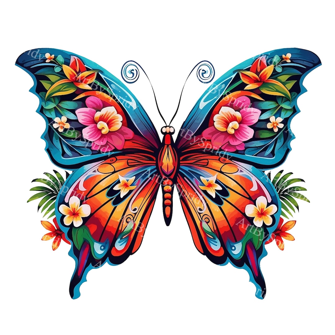 Cute Floral Butterfly PNG Clipart, Transparent Watercolor Kids/adult ...