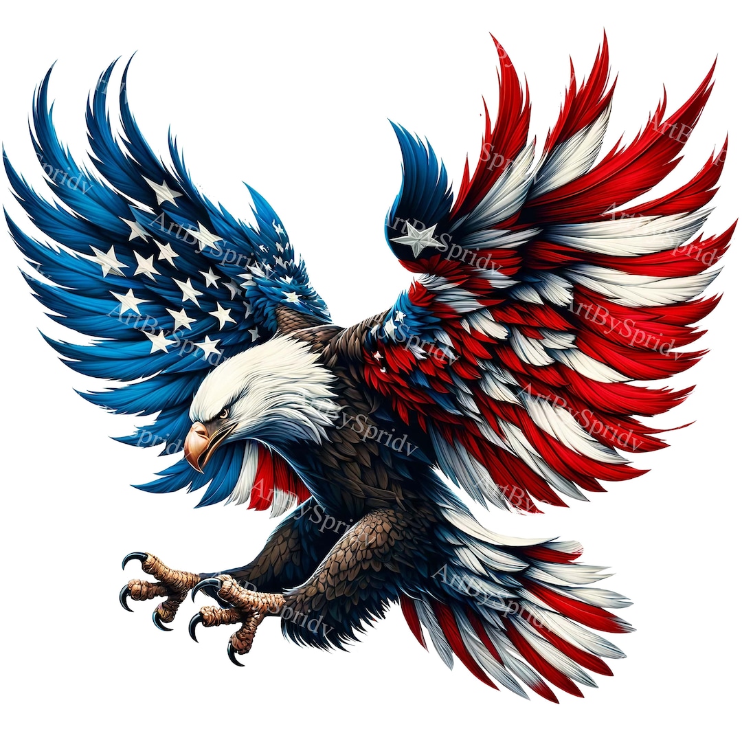 Patriotic American Eagle Clipart PNG, Majestic USA Flag Wings ...