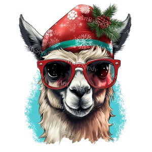 Santa Llama Clipart PNG, Cute Christmas Llama With Santa Hat, Festive ...