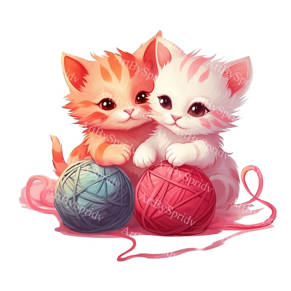 Cat With Yarn Clipart