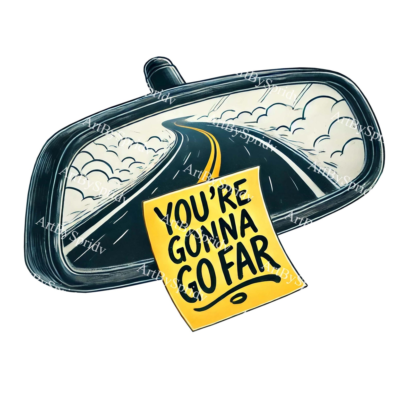 Rearview Mirror With Motivational Quote 'you're Gonna Go Far' PNG ...