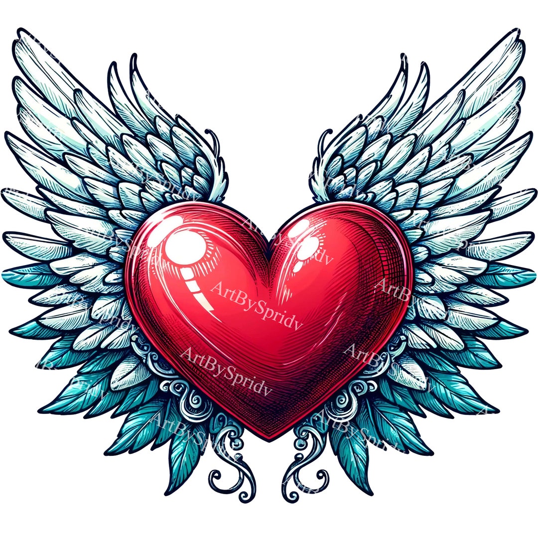 Heart With Angel Wings PNG Clipart-romantic Illustration,winged Heart ...