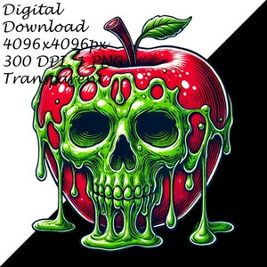Green Skull Apple PNG Clipart, Poison Apple, Halloween Spooky Digital ...