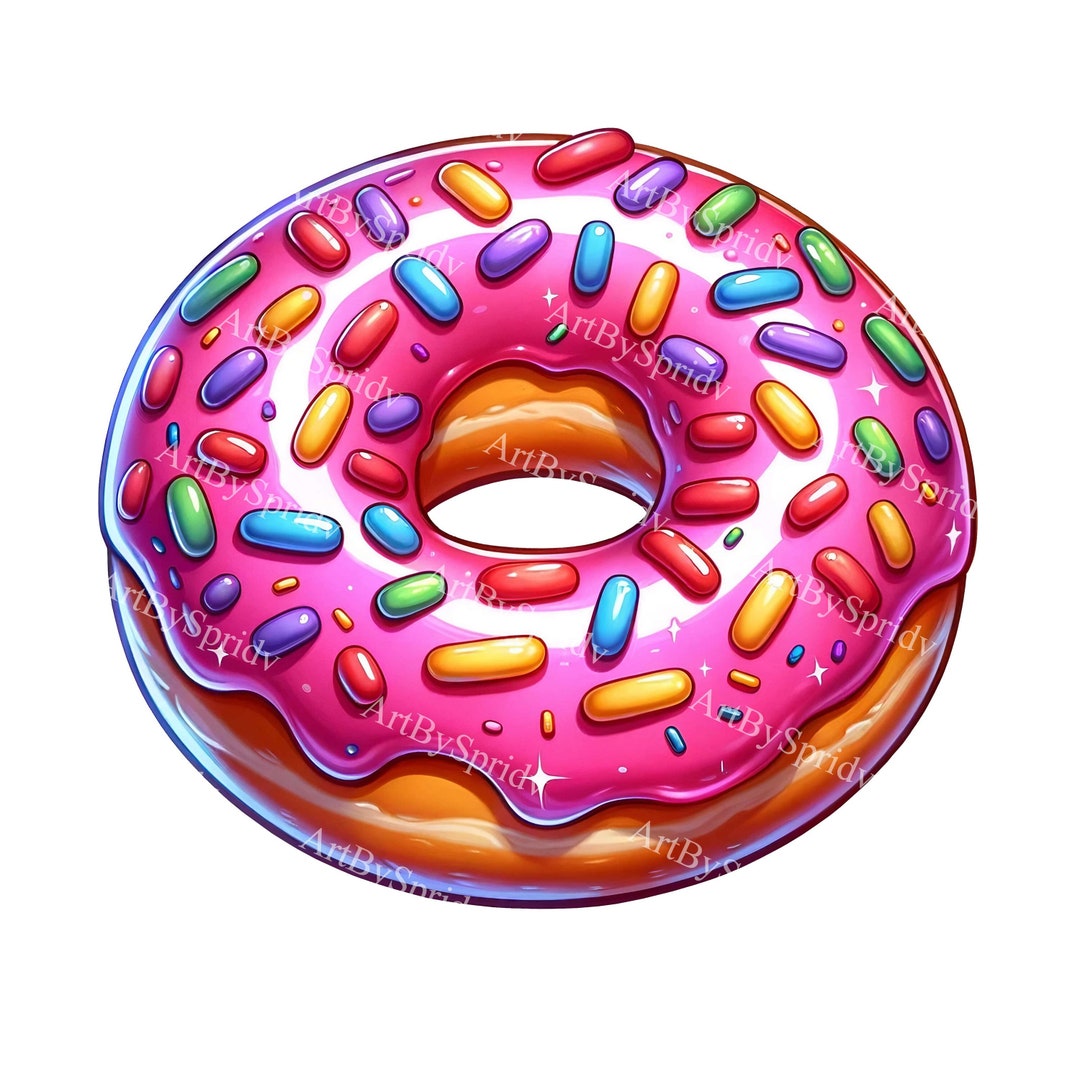 Vibrant Digital Donut Clipart | Transparent Printable Sublimation Ready ...
