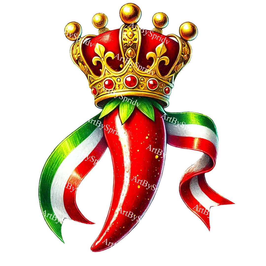 Royal Chili Pepper Clipart - Italian Flag Ribbon and Crown Transparent ...