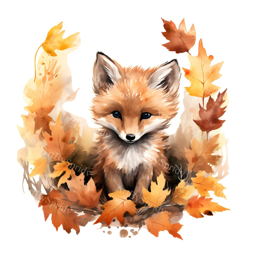 Fox PNG Clipart Nestled Among Autumn Leave,fall Watercolor Woodland ...