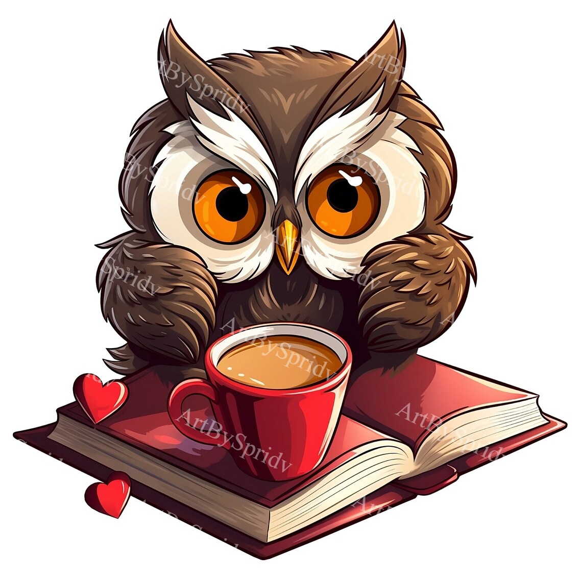 Cozy Owl With Coffee Clipart,adorable Transparent PNG Bird Illustration ...