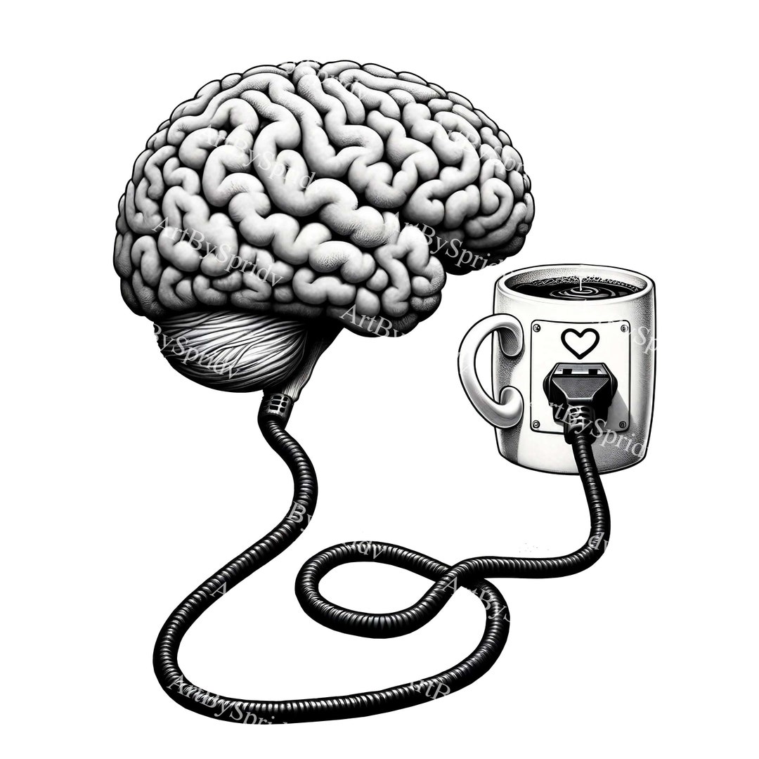 Unique Brain Coffee Cup Print,digital PNG Download Clipart,quirky Geek Decor,coffee Lovers Gift ...