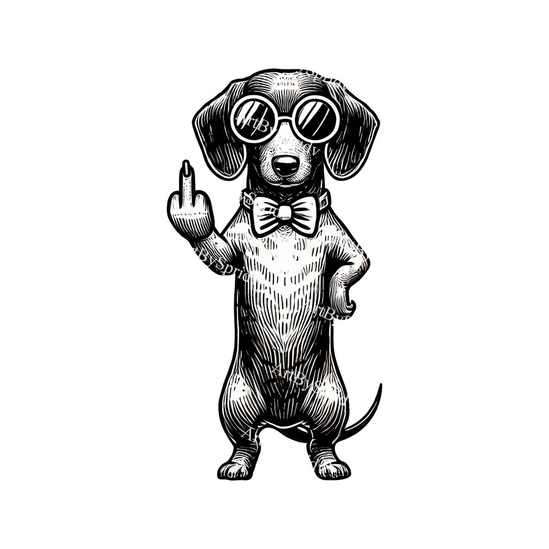 Rude Dachshund Dog PNG | Funny Middle Finger Dog Clipart With ...